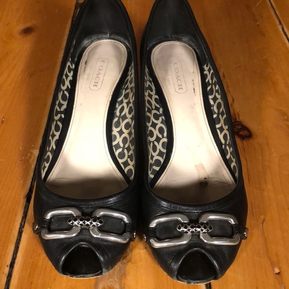 Coach | Shoes | Coach Open Toe Platform Shoes Size 6 Black | Poshmark